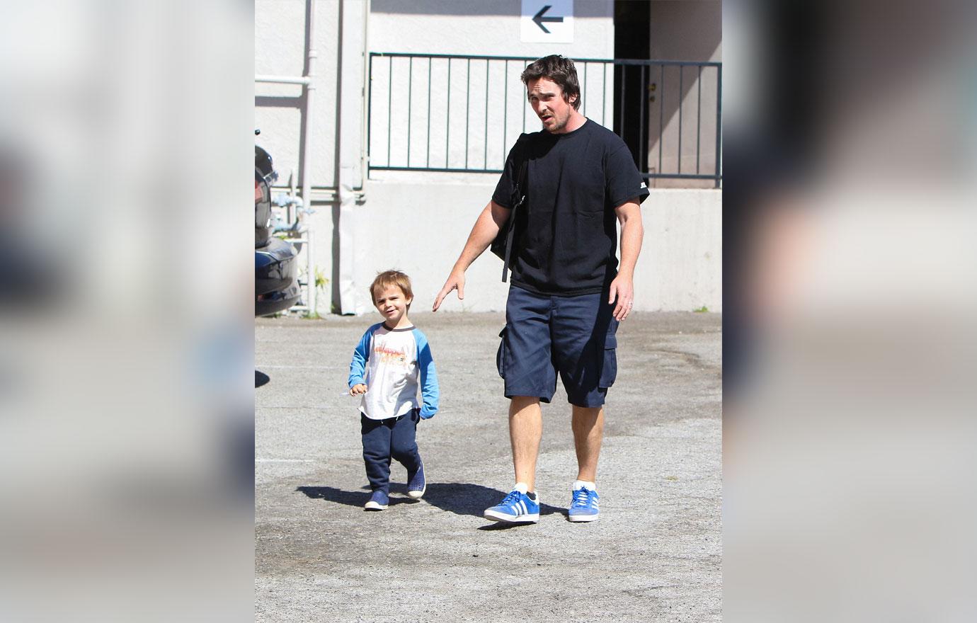 Christian Bale Enjoys Some Quality Father/Son Time In L.A.