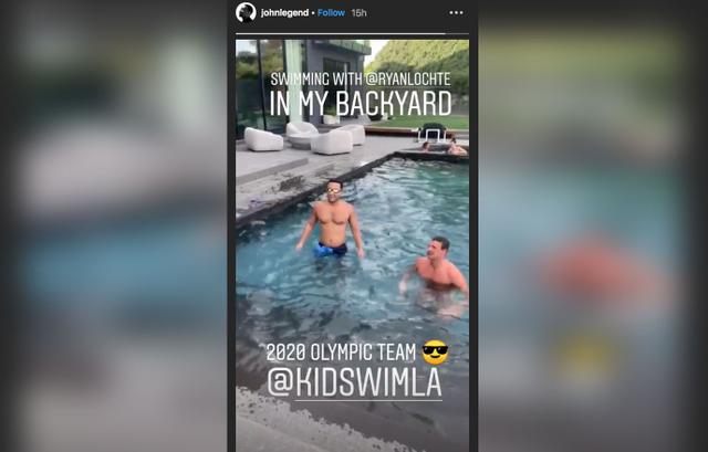 Ryan Lochte Gives John Legend A Swimming Lesson With Luna