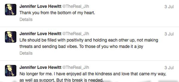 Pregnant Jennifer Love Hewitt Quits Twitter Over Threatening Messages ...