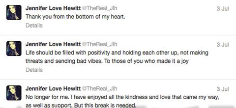 Pregnant Jennifer Love Hewitt Quits Twitter Over Threatening Messages ...