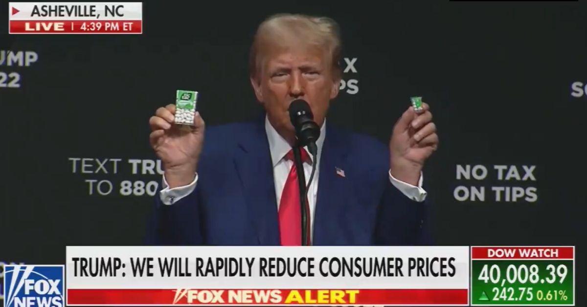 Donald Trump Uses Mini Tic Tac Container As Evidence Of Inflation