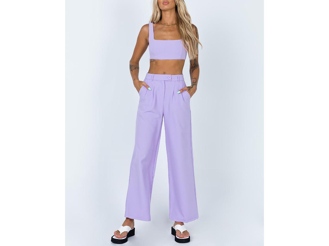 Christine Quinn Wows In Lavender Suit Filming 'Selling Sunset'