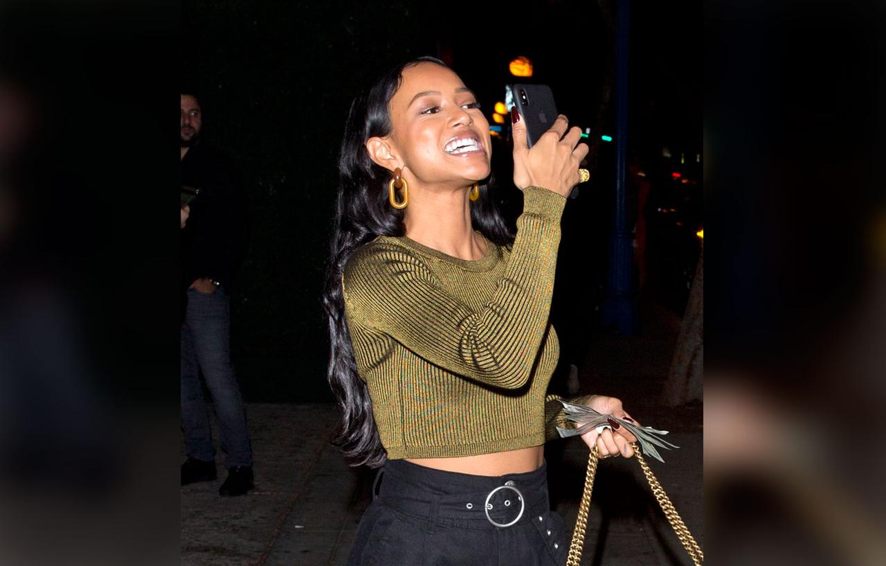 Karrueche Tran Picks Food Out Of Her Teeth While Leaving A Nightclub
