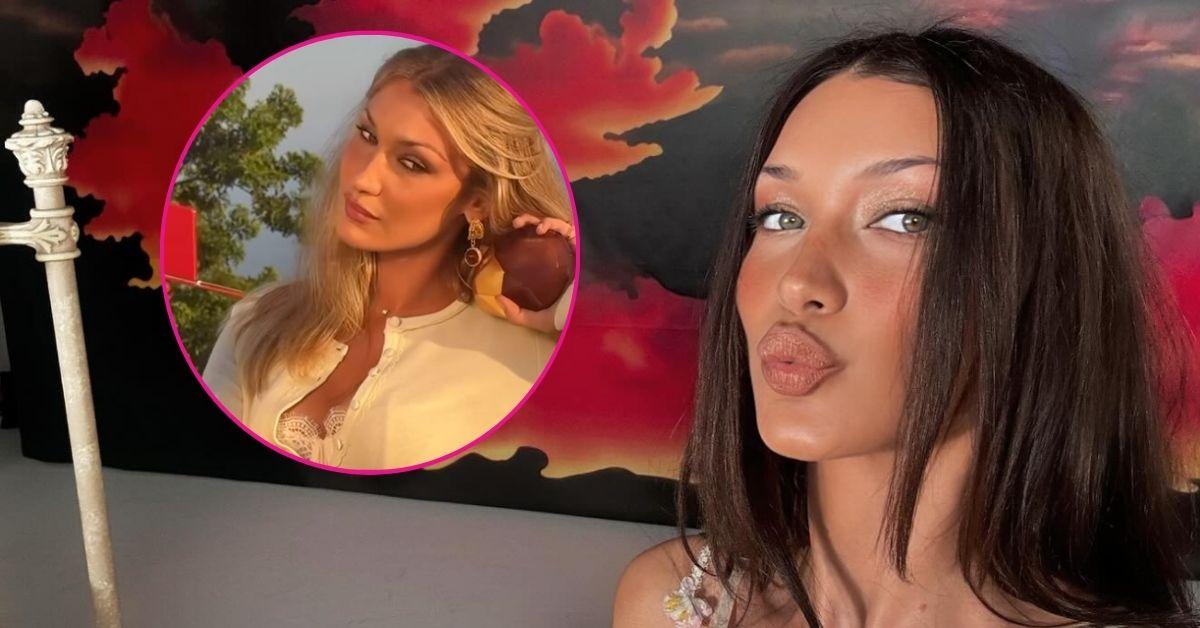 Bella Hadid's Lacy Bra Peeks Through Revealing Cardigan With Fragrance