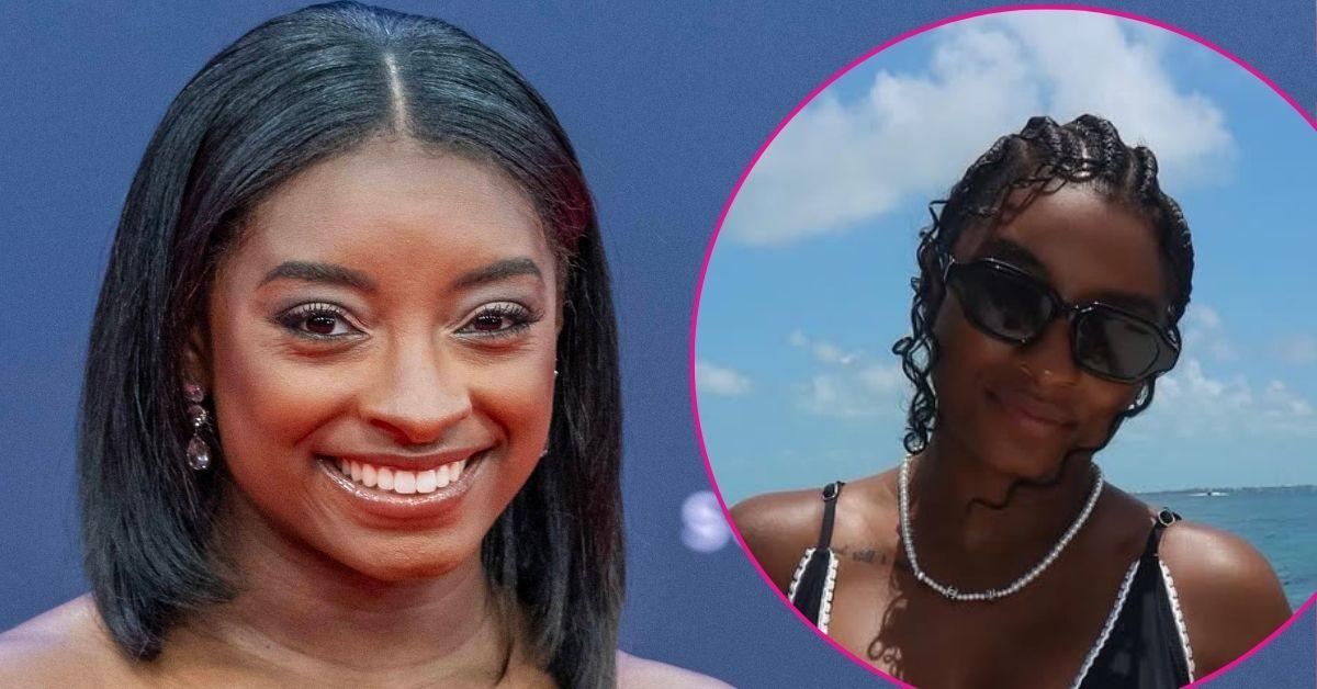 Simone Biles Shows Cleavage In Bathing Suit Amid Plastic Surgery Rumors