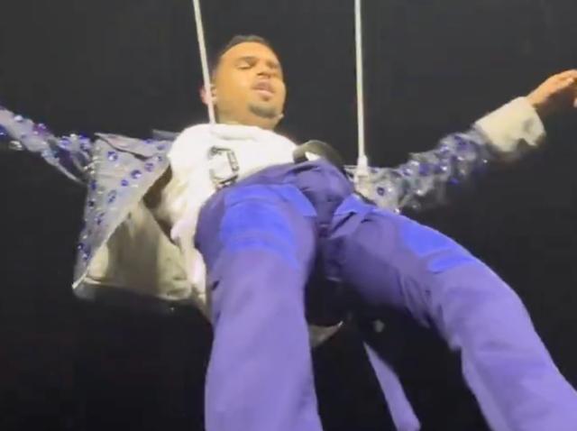 Chris Brown's Bulge Exposed As He Hangs In Air During Concert: Watch