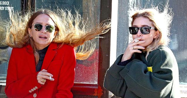 Mary-Kate And Ashley Olsen Brave The Cold To Smoke Outside