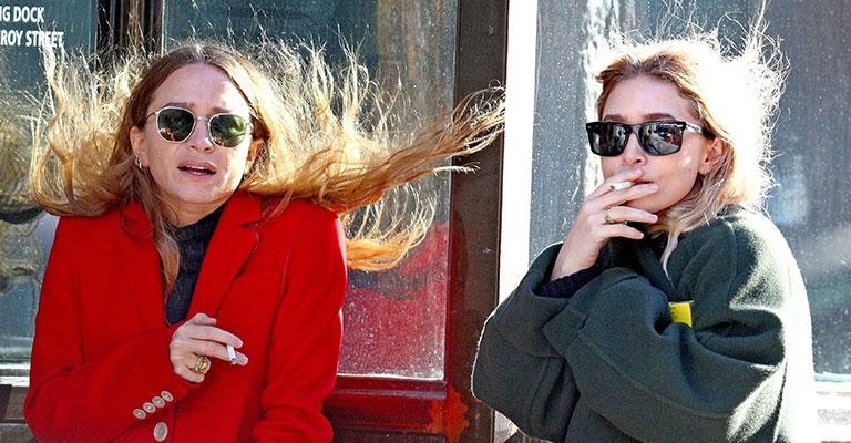 Mary-Kate And Ashley Olsen Brave The Cold To Smoke Outside