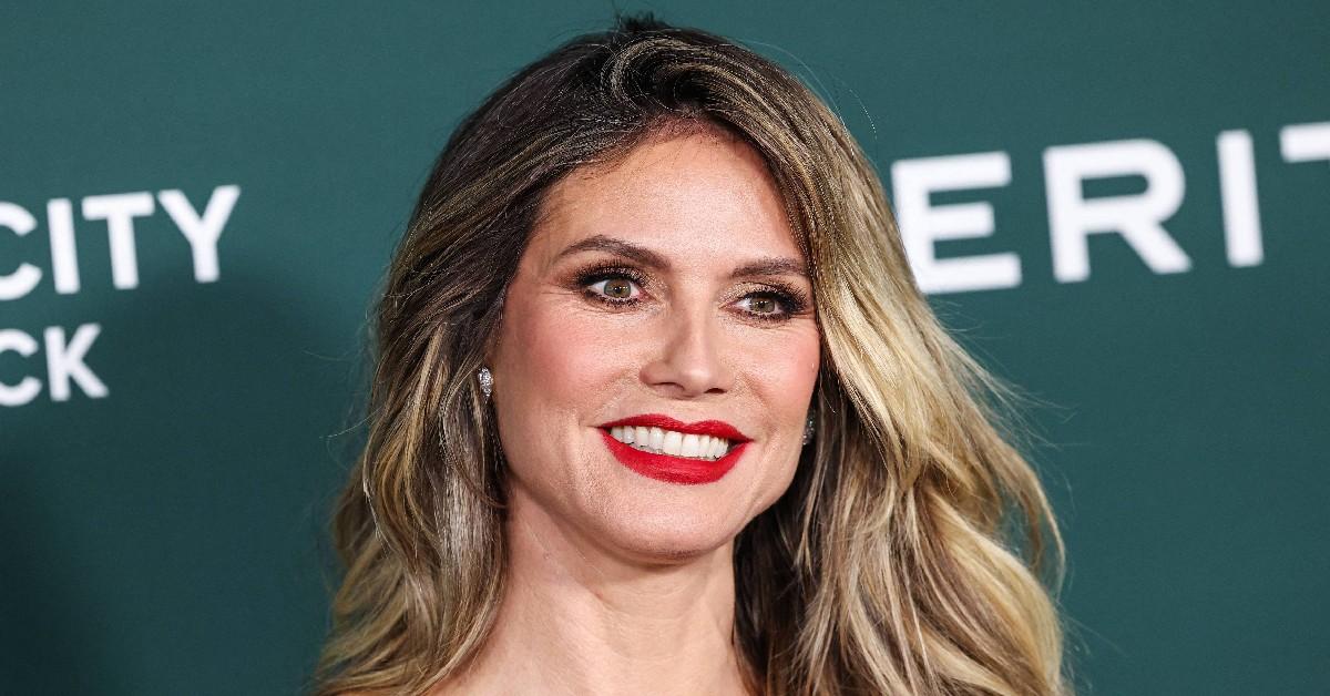 Heidi Klum Wore a Sheer Red Lace Bra and a Matching Thong in the Snow ...