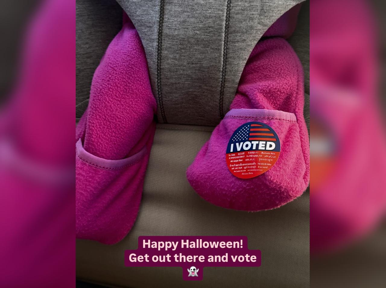 Hailey Bieber Posts First Photo Of Son Jack With An 'I Voted' Sticker