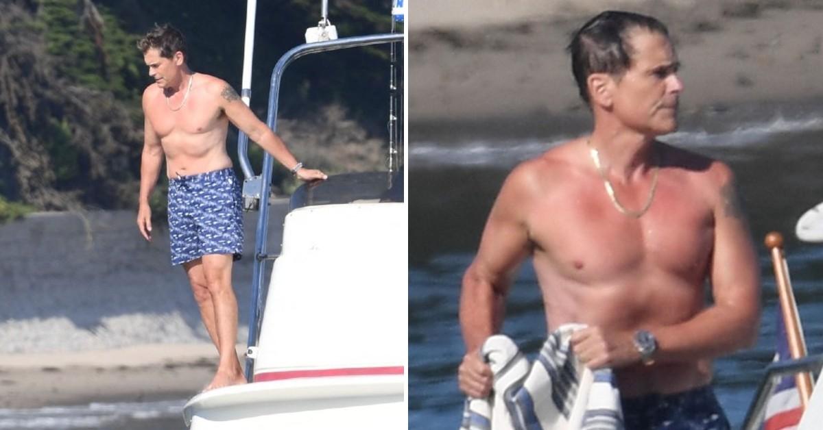 Rob Lowe, 60, Goes Shirtless On A Boat For July 4th: Photos