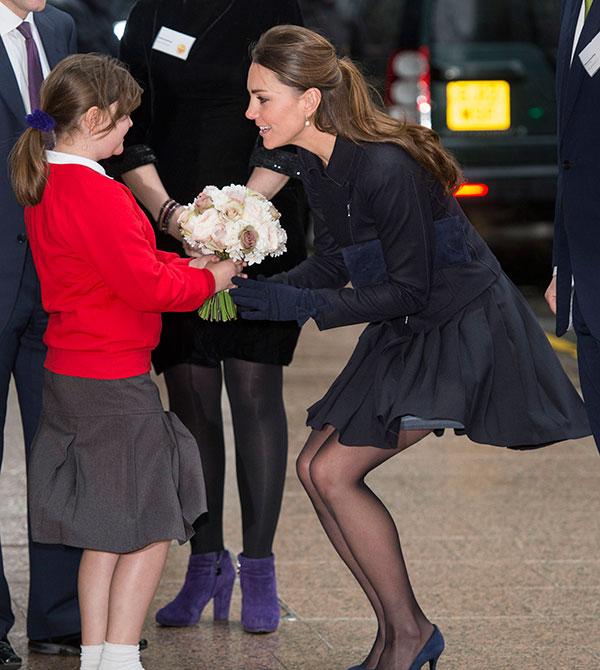 Whoops! Kate Middleton Has a Minor Wardrobe Malfunction on a Windy Day