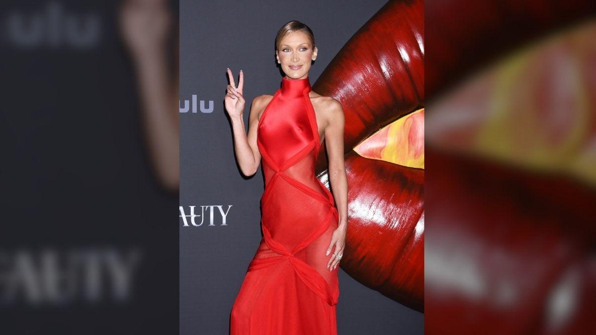 Bella Hadid Wears Red See-Through Dress At 'The Beauty' Premiere: Photo