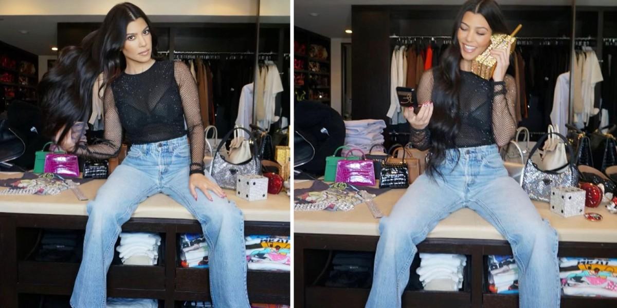 Kourtney Kardashian Wears Alice + Olivia Crystal Embellished Top With ...