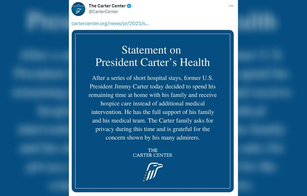 Jimmy Carter Enters Hospice For His 'Remaining Time'