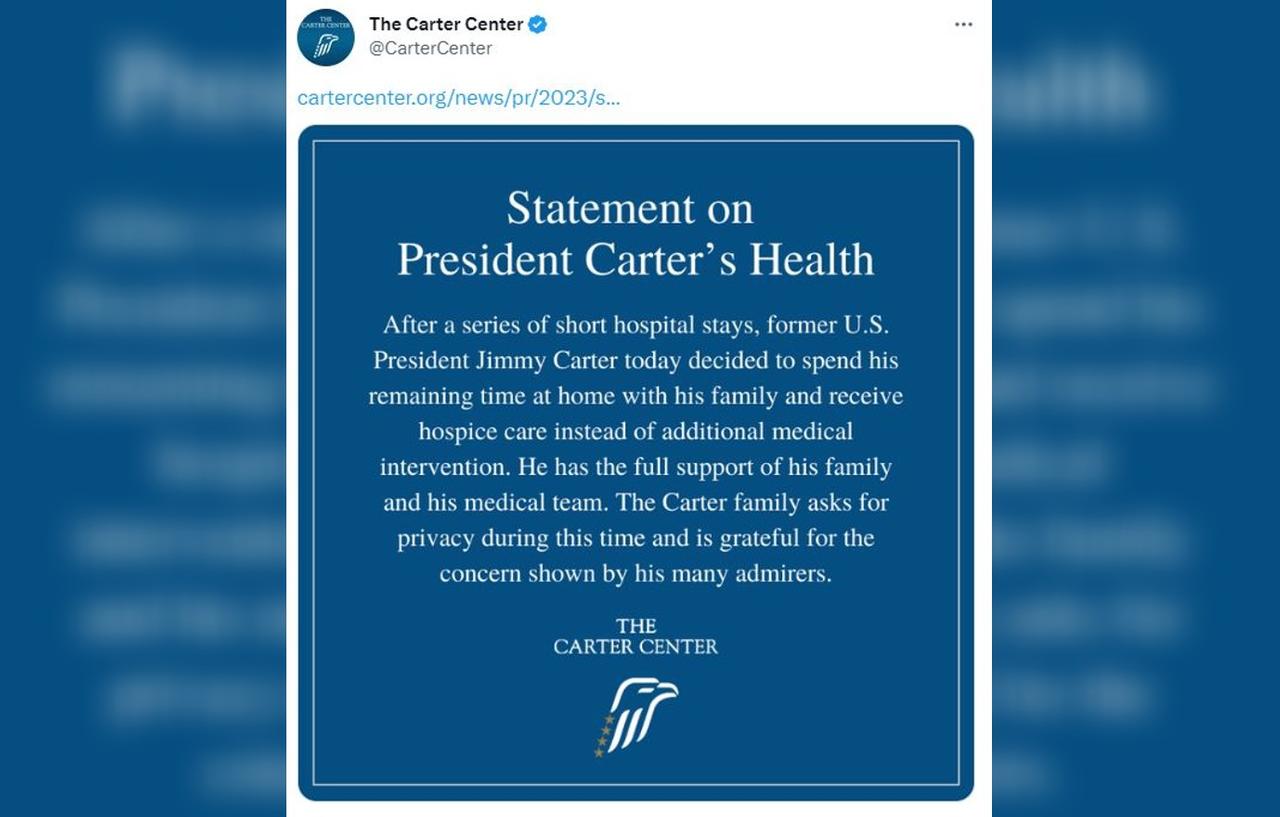 Jimmy Carter Enters Hospice For His 'Remaining Time'