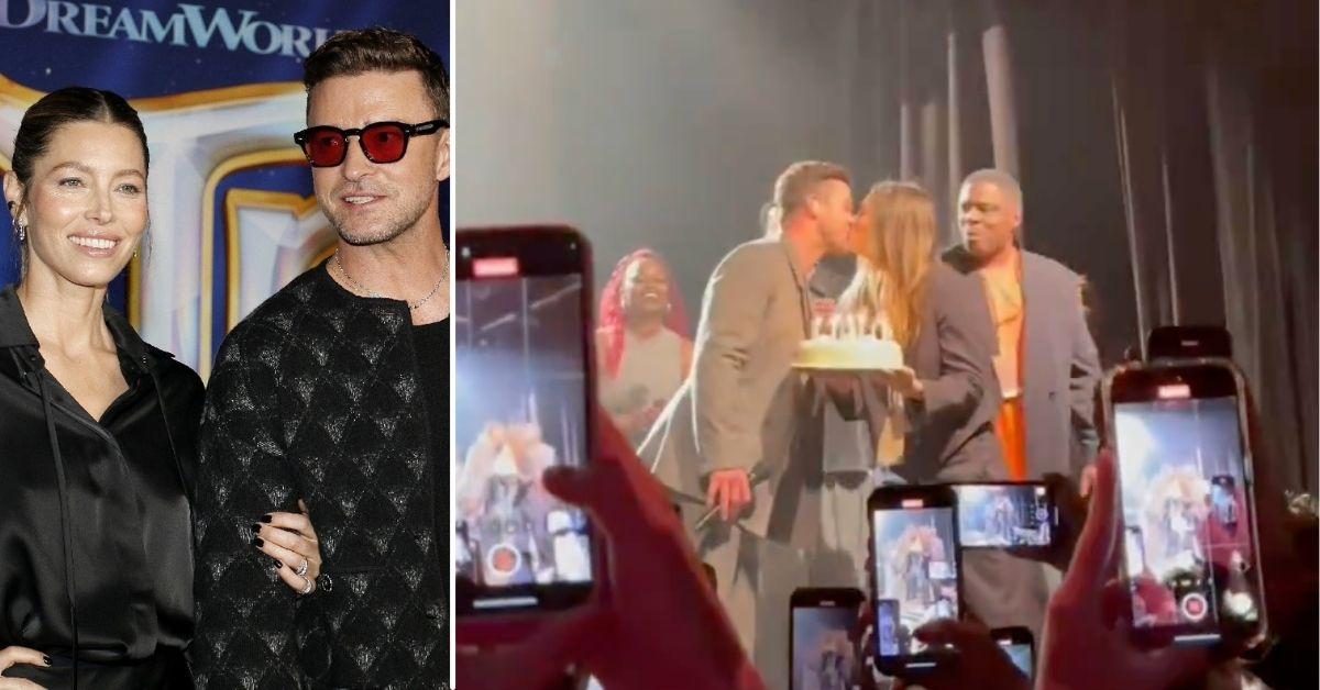 Jessica Biel Brings Out Cake To Celebrate Justin Timberlake's Birthday