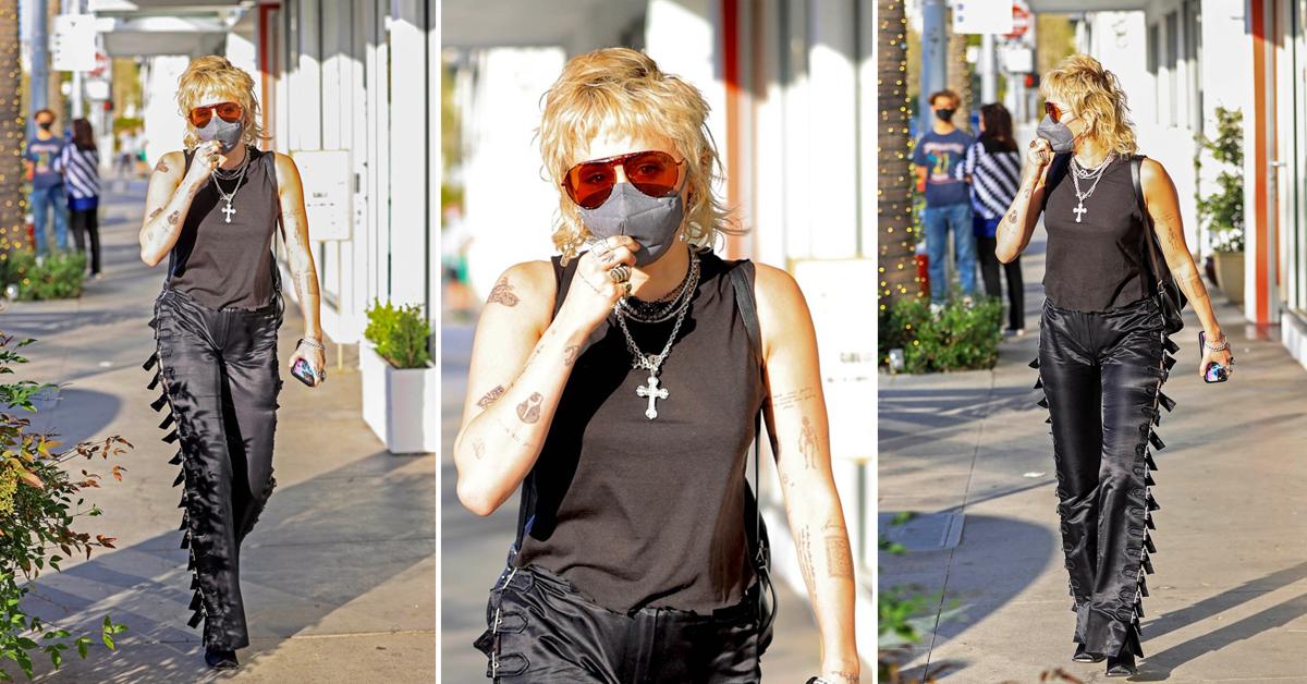 Miley Cyrus Dons Dark Rocker Girl Outfit While Out In Beverly Hills