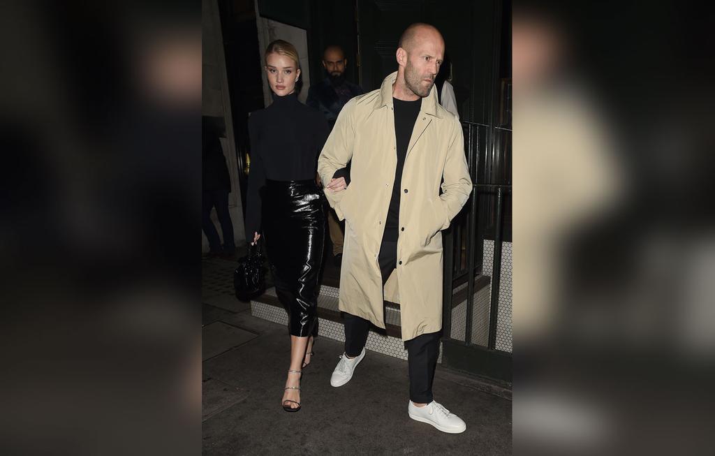 Jason Statham & Fiancé Rosie Huntington-Whiteley's Night Out In London
