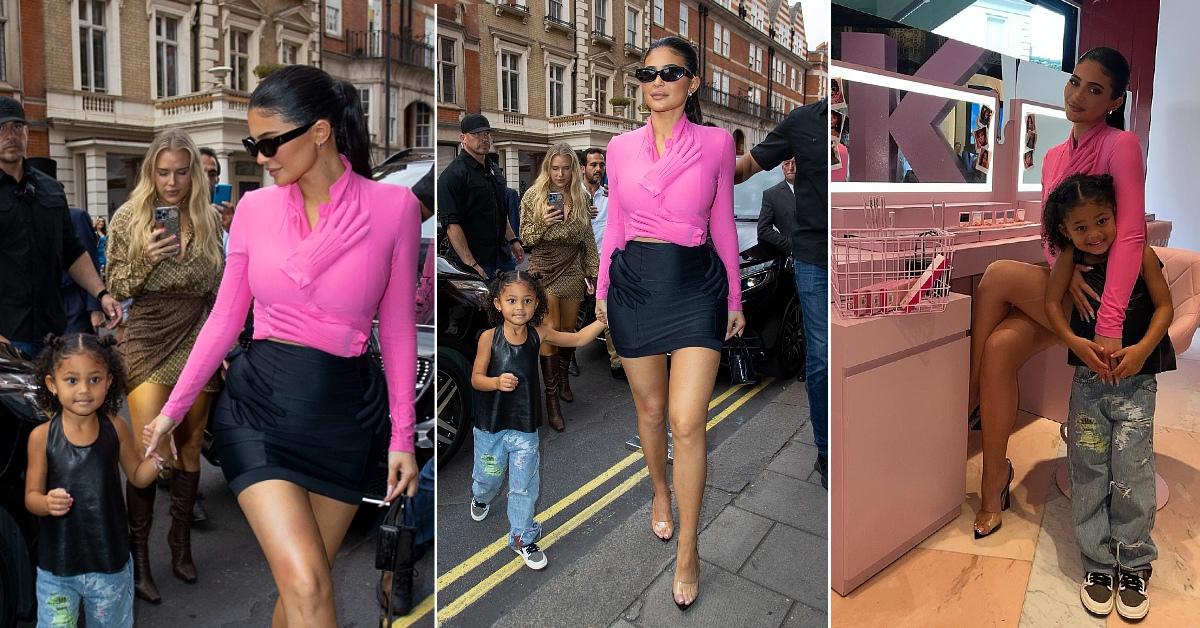 Kylie Jenner Takes Stormi Shopping At Harrods In Hot Pink Top