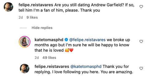 Andrew Garfield's Ex Dr. Kate Tomas Reveals They Broke Up 'Months Ago'