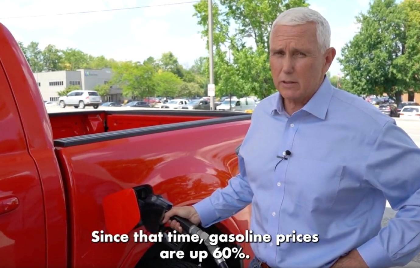 Mike Pence Mocked After Pretending to Fill Up His Truck With Gas
