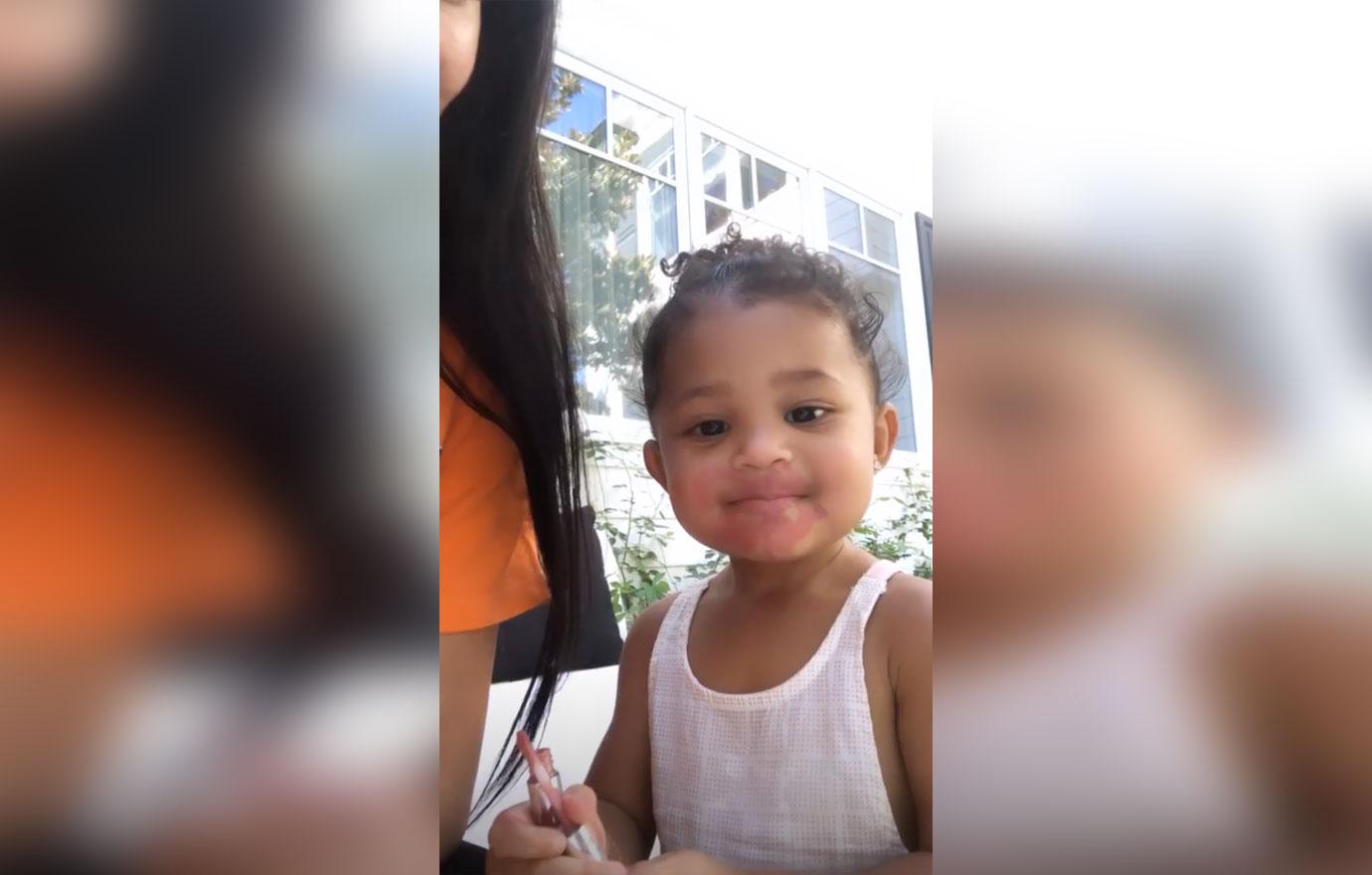 Kylie Jenner's Daughter Stormi Tests Lip Kit Shades — Pics!