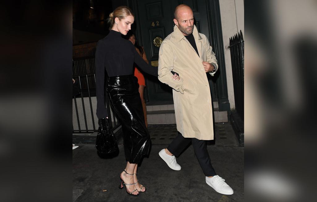 Jason Statham & Fiancé Rosie Huntington-Whiteley's Night Out In London