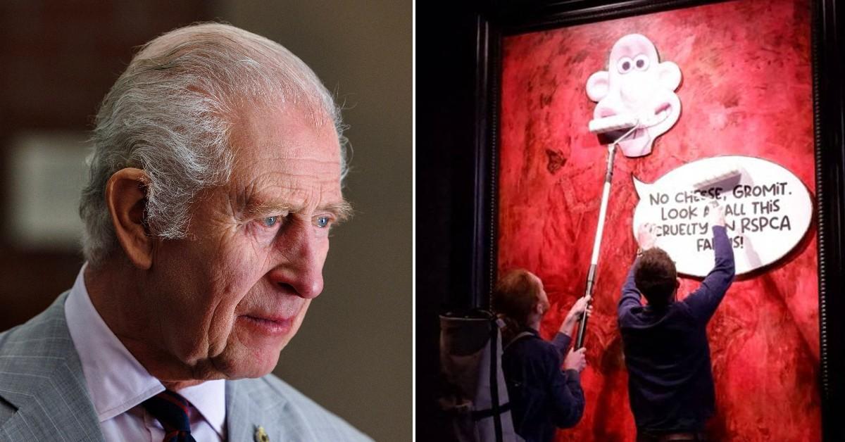 King Charles III's Portrait Vandalized By Animal Rights Activists