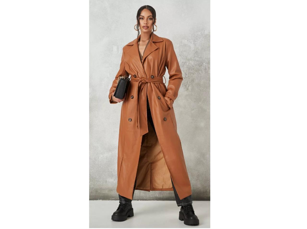 Becky G Teams Leather Trench Coat With Sexy Snakeskin Top In L.A.
