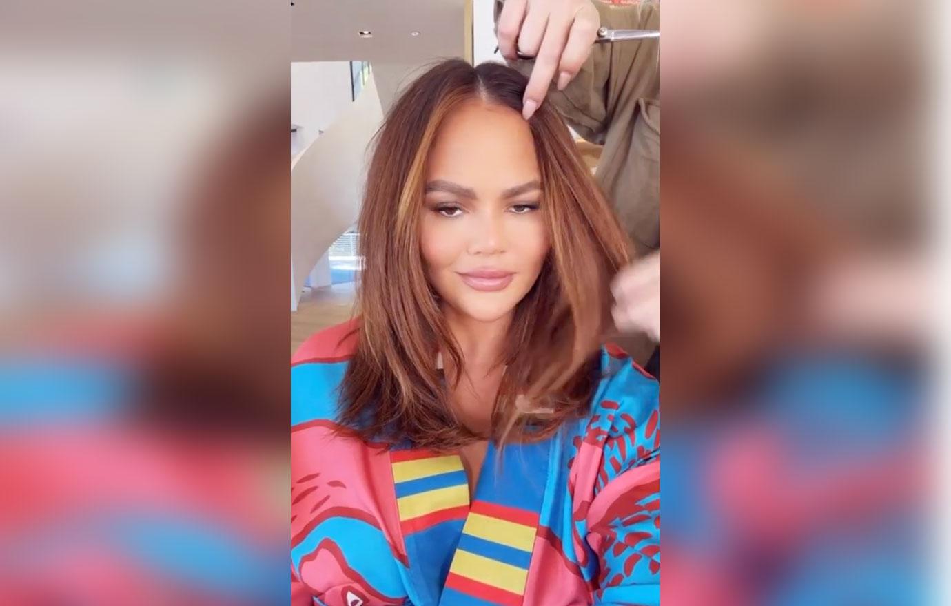 Chrissy Teigen Debuts New Hair Color After Months On Mom Duty: Watch