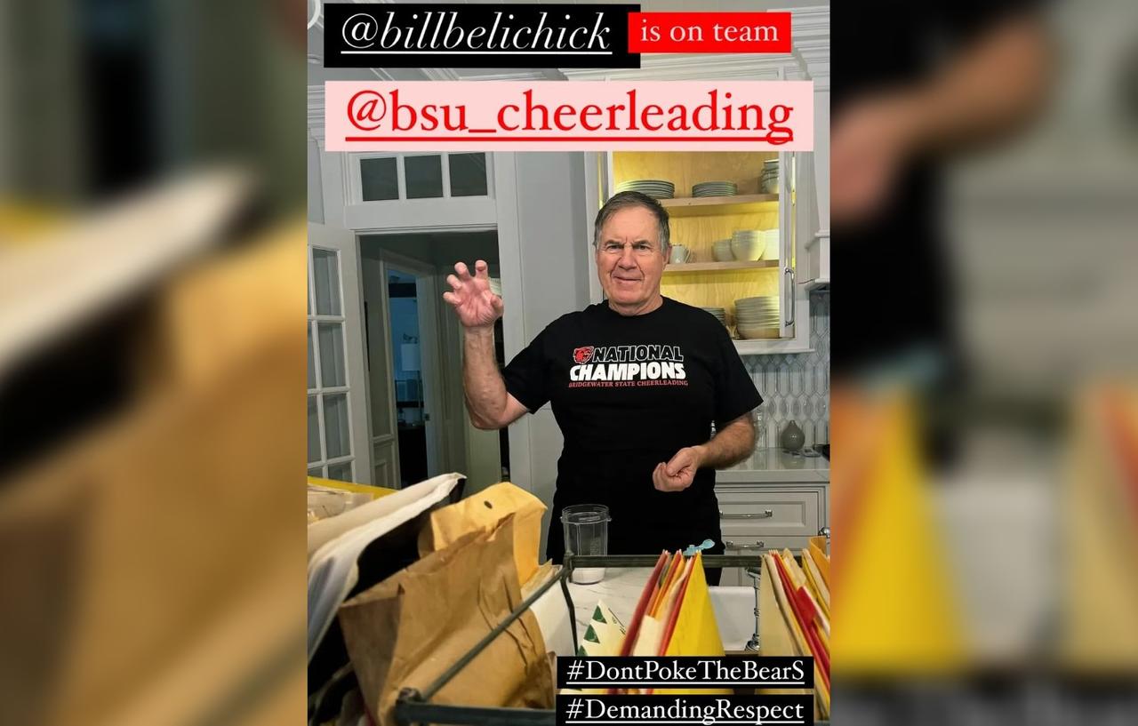 Bill Belichick Supports GF Jordon Hudson With Cheerleading Shirt