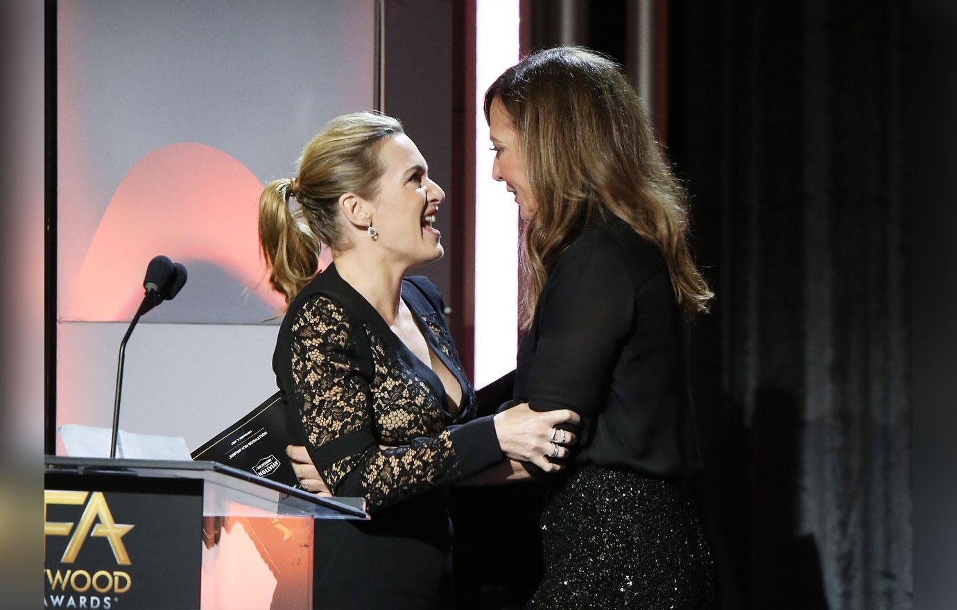 Kate Winslet And Allison Janney Share A Kiss On Stage