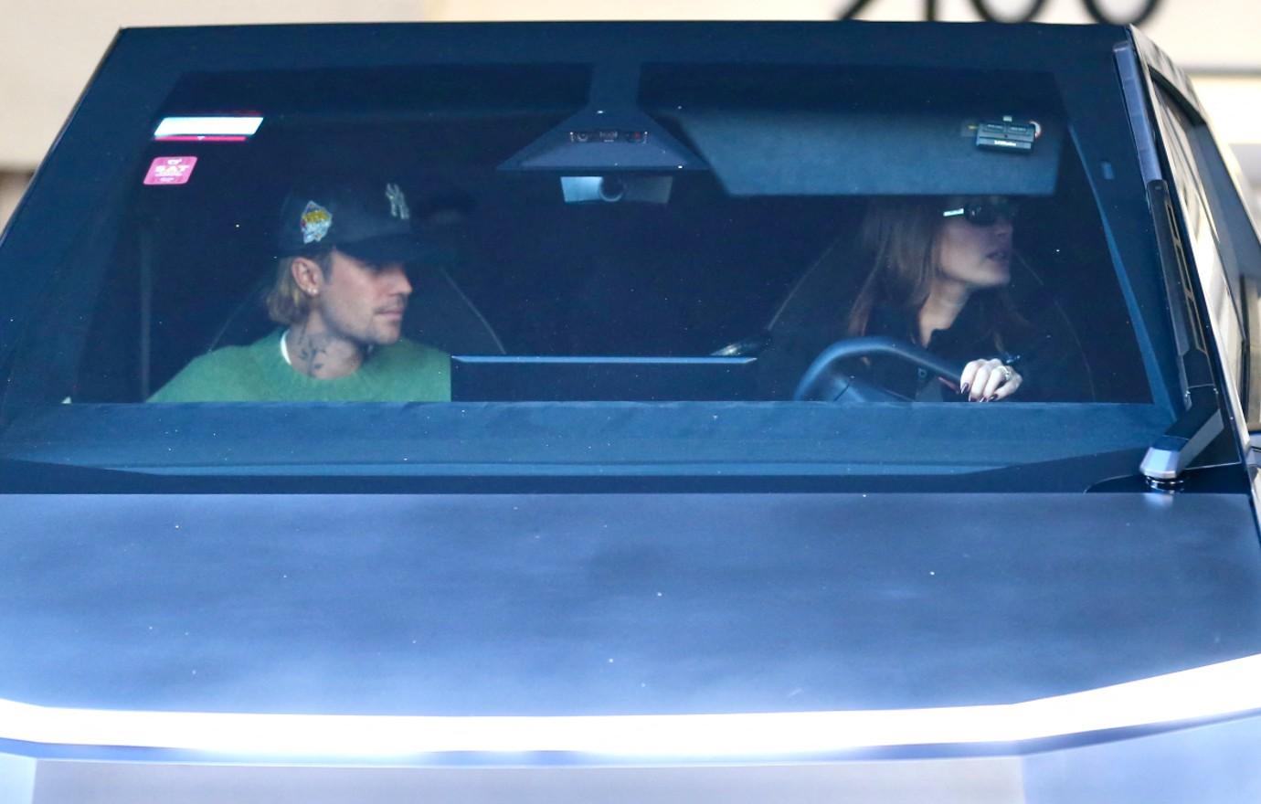 Hailey Bieber Drives Husband Justin In Her Cybertruck Amid Diddy Drama