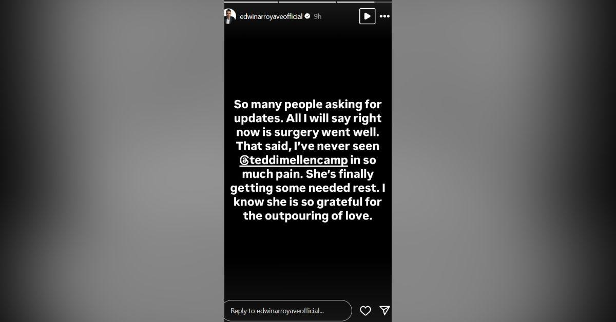 Edwin Arroyave Says Teddi Mellencamp Is 'In So Much Pain' After Surgery