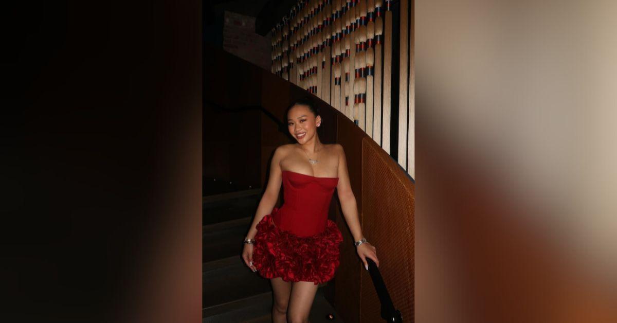 Suni Lee Almost Pops Out Of Tight Red Dress On Her 22nd Birthday
