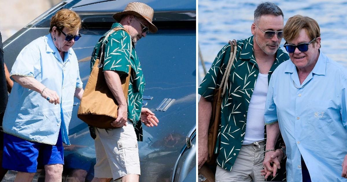 Frail Elton John Receives Help From David Furnish On A Yacht: Photos