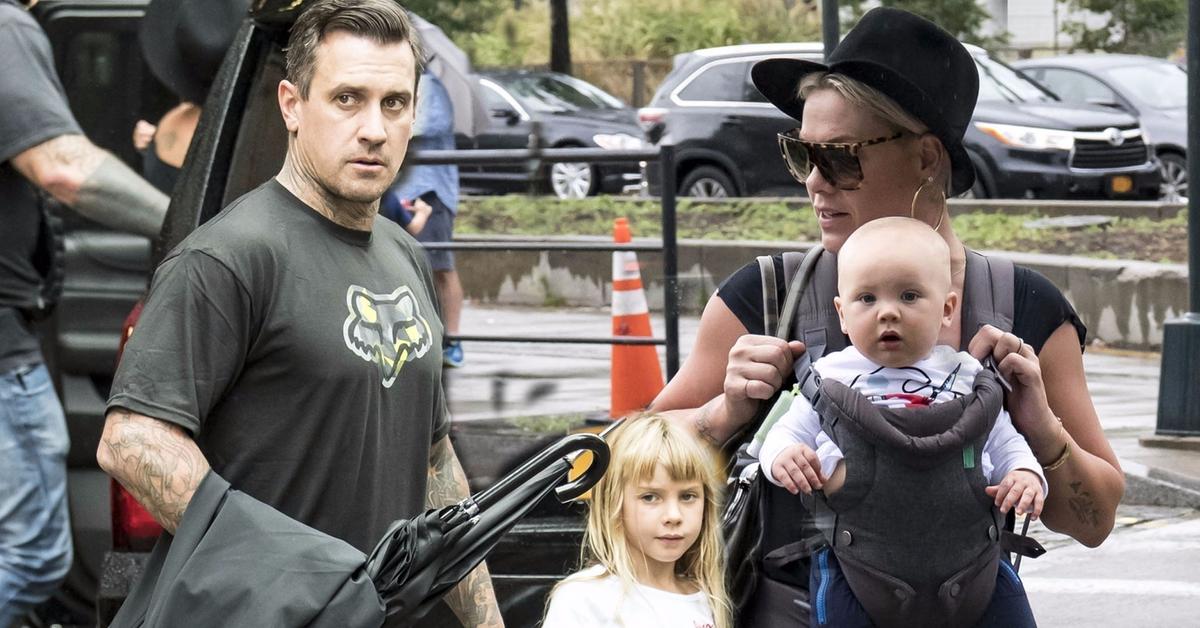 See Pink Carrying Adorable Son Jameson Moon In A Baby Carrier