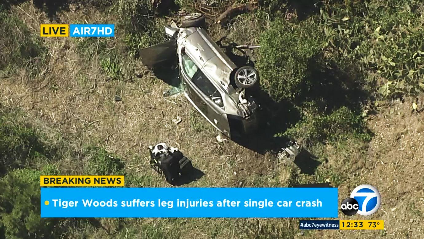 Photos From The Scene Of Tiger Woods Rollover Car Accident