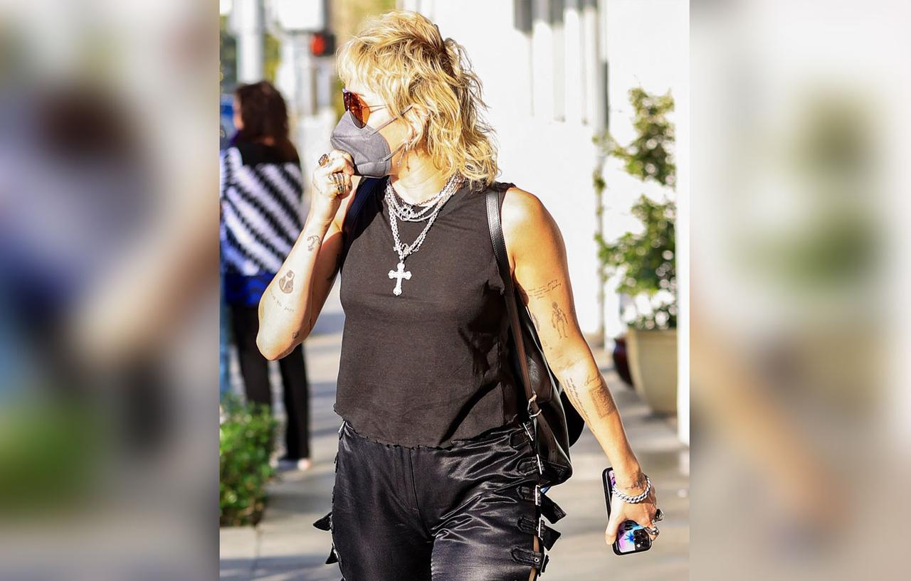 Miley Cyrus Dons Dark Rocker Girl Outfit While Out In Beverly Hills