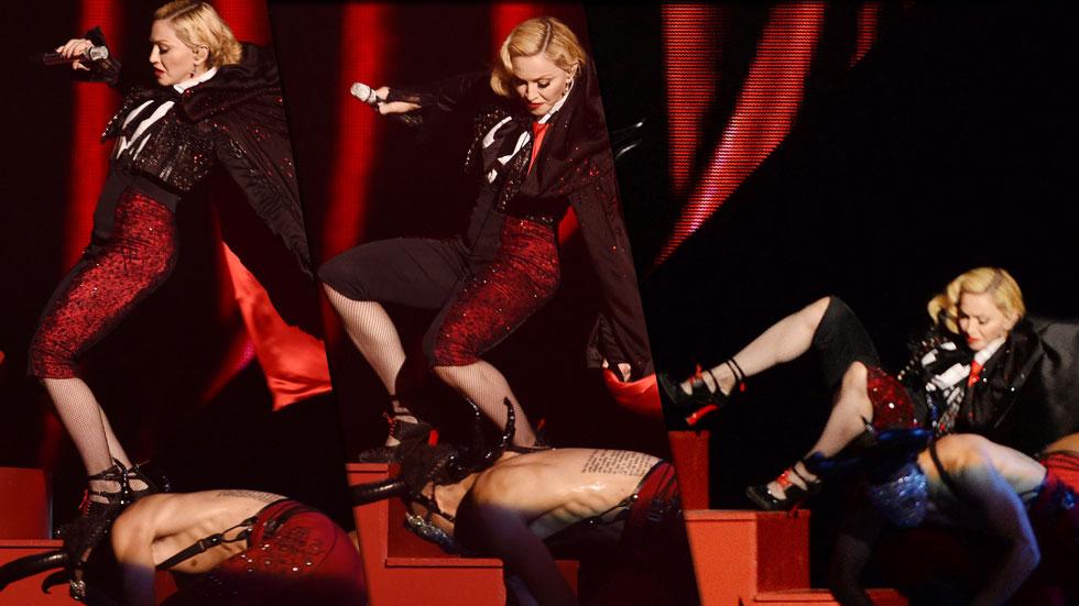 Madonna Falls Backwards Down Stairs While Performing At The Brit Awards ...