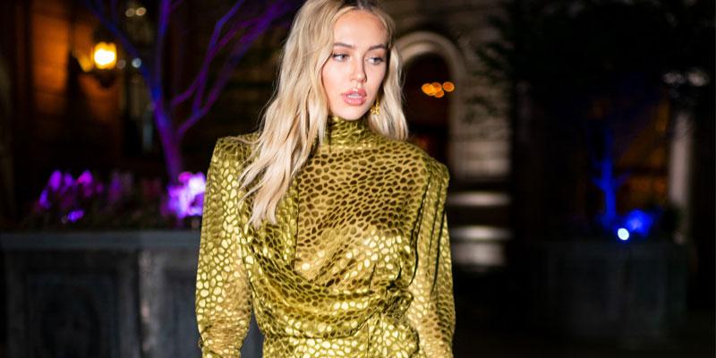 Delilah Belle Hamlin Rocks Gold Minidress For Date Night In NYC