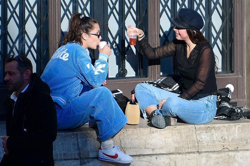 [PICS] Bella Hadid Day Drinking On The Streets Of Paris