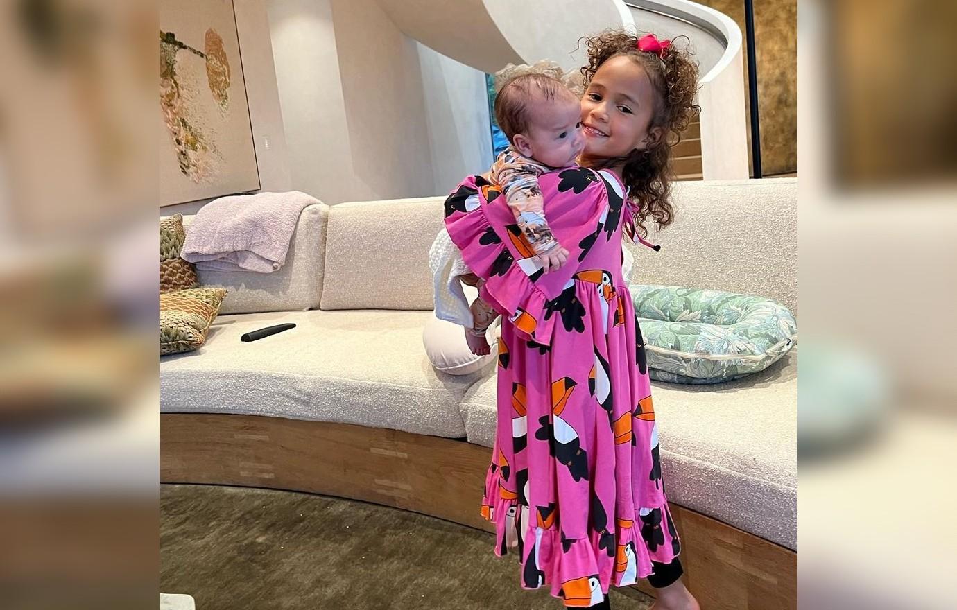 Chrissy Teigen Shows Daughter Luna Taking Care Of Baby Esti: Photos