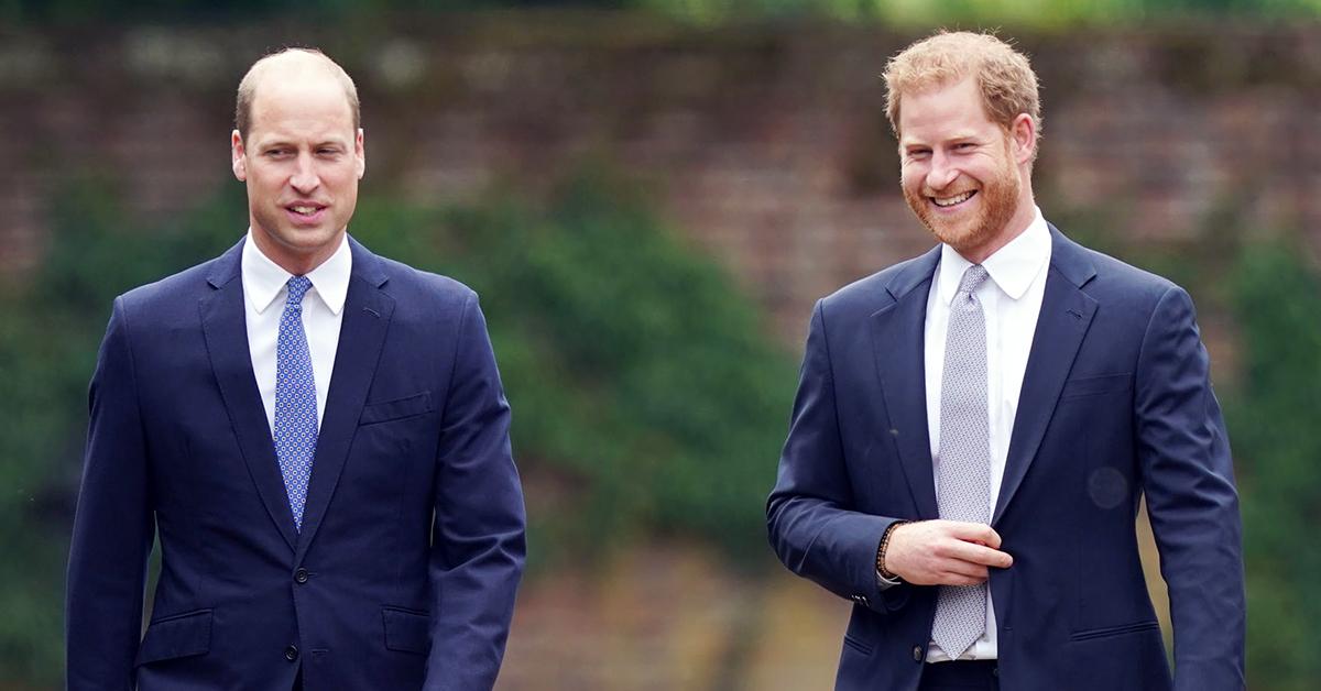 Prince Harry, Prince William Stand Together At Princess Diana Statue ...