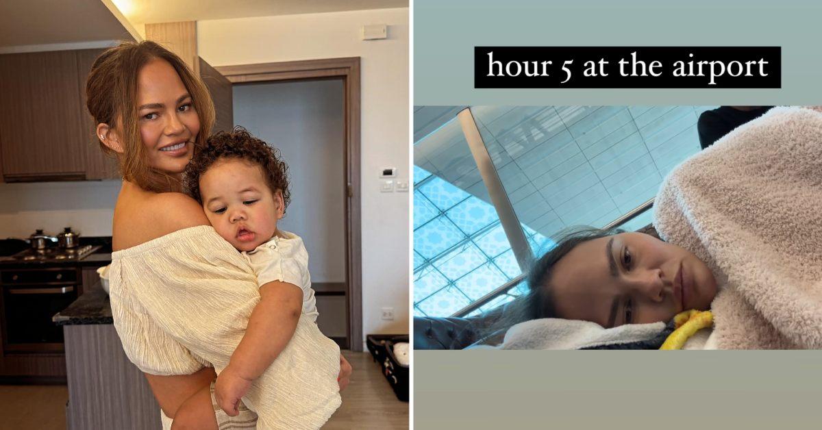 Chrissy Teigen & Family Get Stuck In Dubai Airport For Hours: Photos
