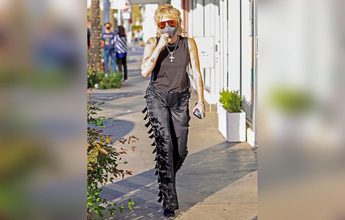 Miley Cyrus Dons Dark Rocker Girl Outfit While Out In Beverly Hills