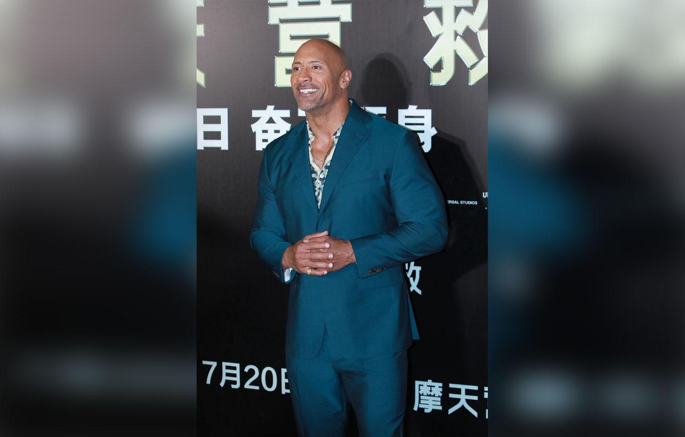 PICS 'The Rock' Looks Dapper In Blue At 'Skyscraper' Beijing Premiere