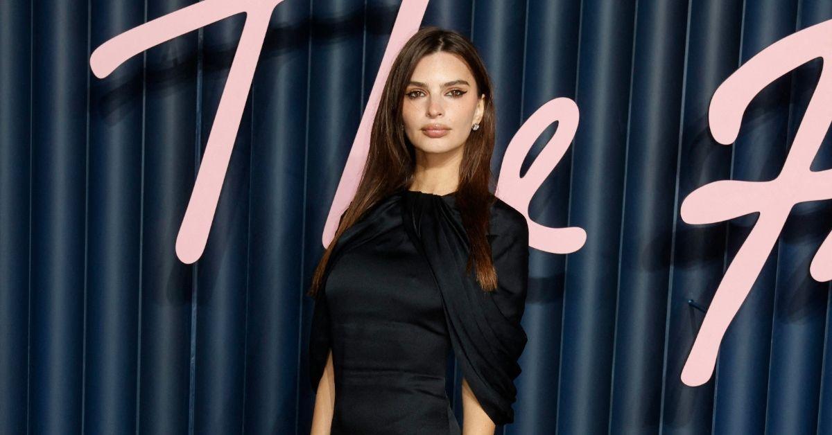 Emily Ratajkowski Nearly Has Nip Slip In Black Plunging Gown: Photos