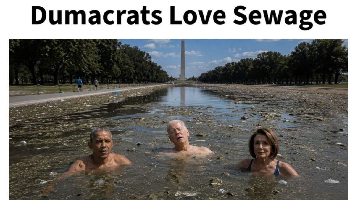 Donald Trump Posts Fake Image Of Biden & Obama Swimming In Sewage
